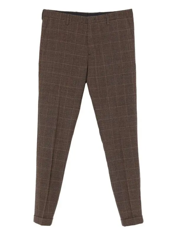 Paul Smith Wool And Cashmere Printed Check Trousers - Brown