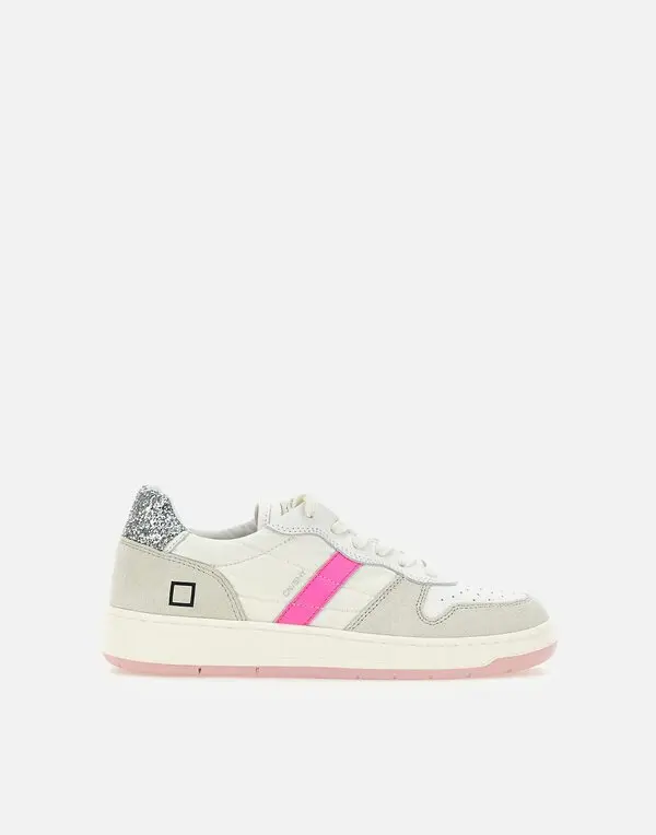 D.A.T.E. Court Shiny Sneakers - White | Editorialist