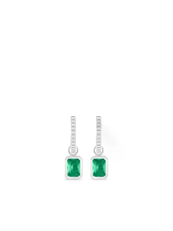 DOWER AND HALL Garnet Drop Hoop Earrings