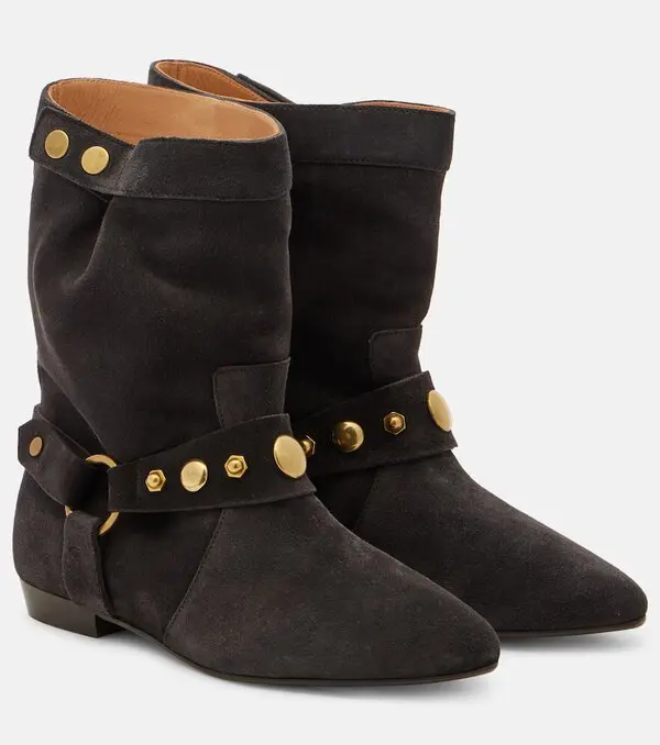Isabel Marant Stania Suede Ankle Boots - Black