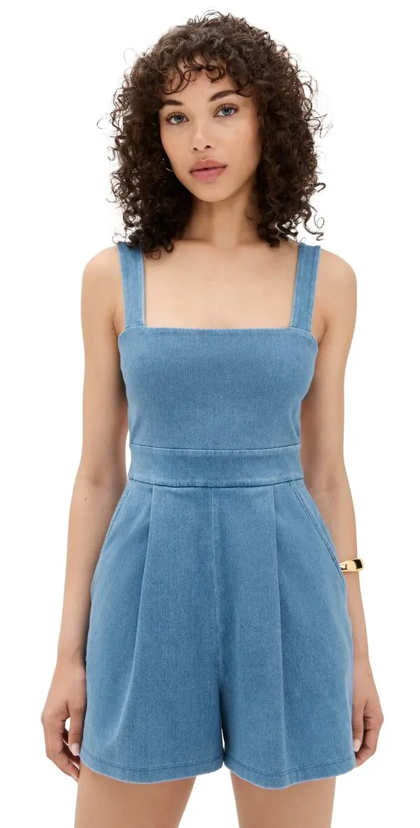 Susana Monaco Stretch Denim Apron Romper
