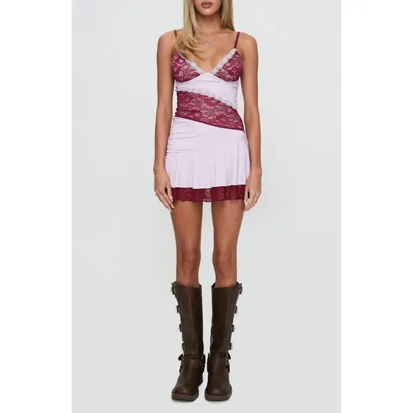 Princess Polly Love Is Alive Lace Trim Mini Dress - Lilac