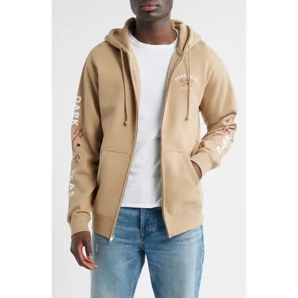 DARK SEAS Headmaster Iii Zip Fleece Hoodie - Sandstone