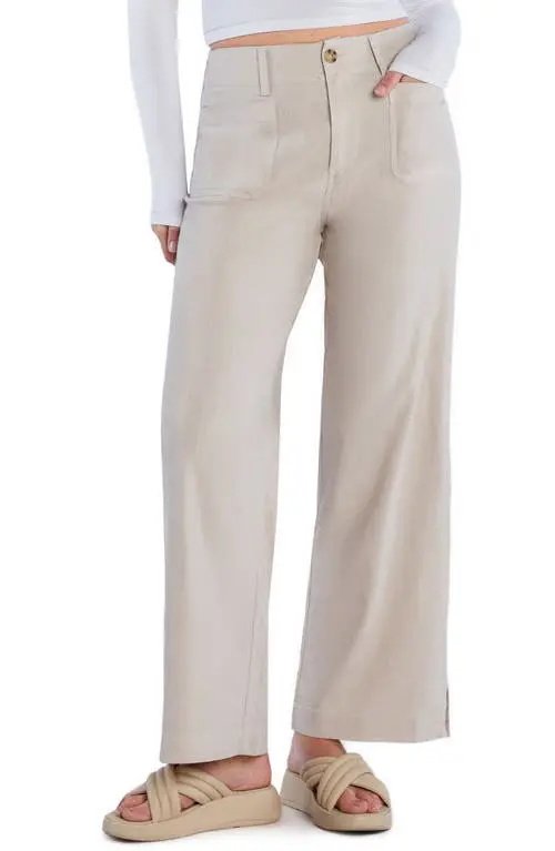 HINT OF BLU High Waist Cotton Blend Wide Leg Pants - Moonbeam