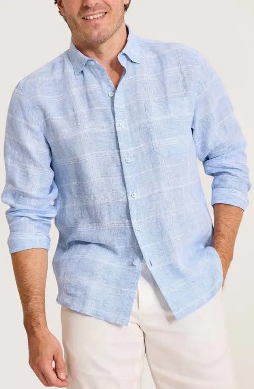 Tommy Bahama Paradiso Plaid Linen Button-up Shirt - Light Sky