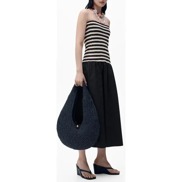 Mango Strapless Mixed Media Maxi Dress