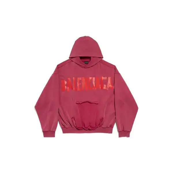 Balenciaga Tape Type Ripped Pocket Hoodie Pink Editorialist