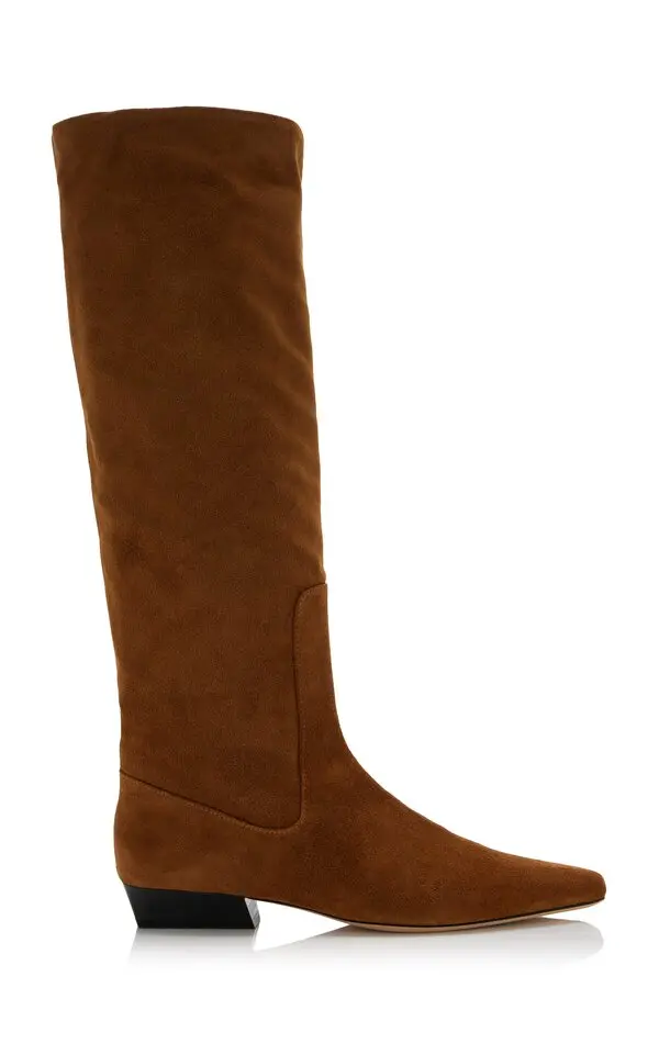 Staud Wally Suede Knee Boots - Tan