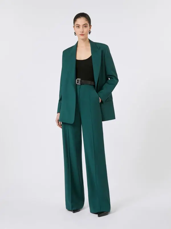 Max Mara Belted Woollen Cloth Blazer - Dark Green