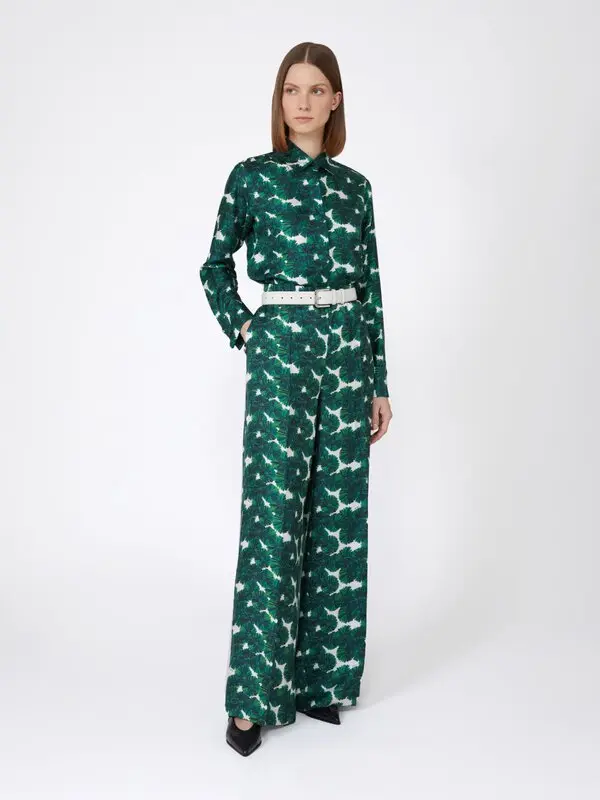 Max Mara Printed Silk Twill Shirt - Emerald