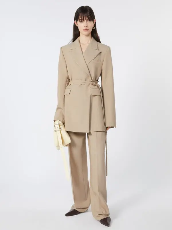Max Mara Straight Wool Trousers - Beige Shaded