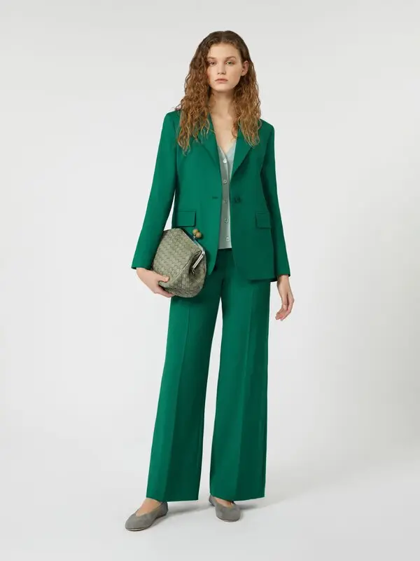 Max Mara Natural Stretch Wool Blazer - Green