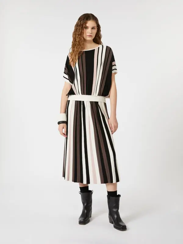 Max Mara Plissé-pleated Viscose Yarn Top - Multicolour
