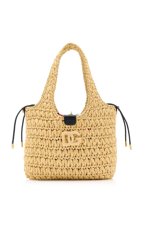 Dolce & Gabbana Crocheted Raffia Shoulder Bag