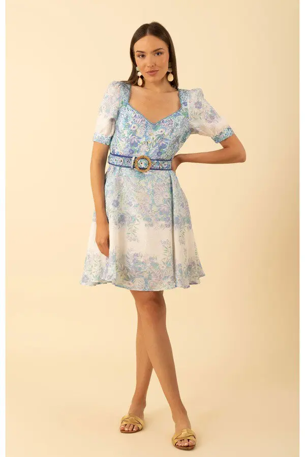 Hale Bob Kara Linen Mini Dress - Blue