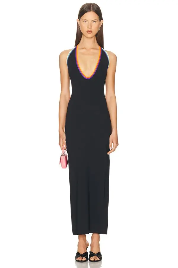 Christopher John Rogers Deep U-neck Maxi Dress