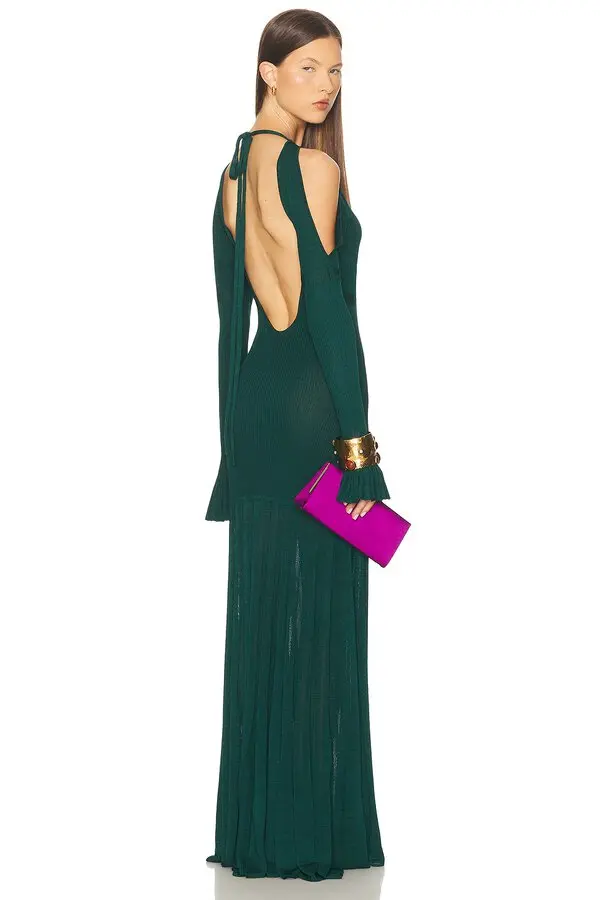 Christopher John Rogers Cold Shoulder Maxi Dress