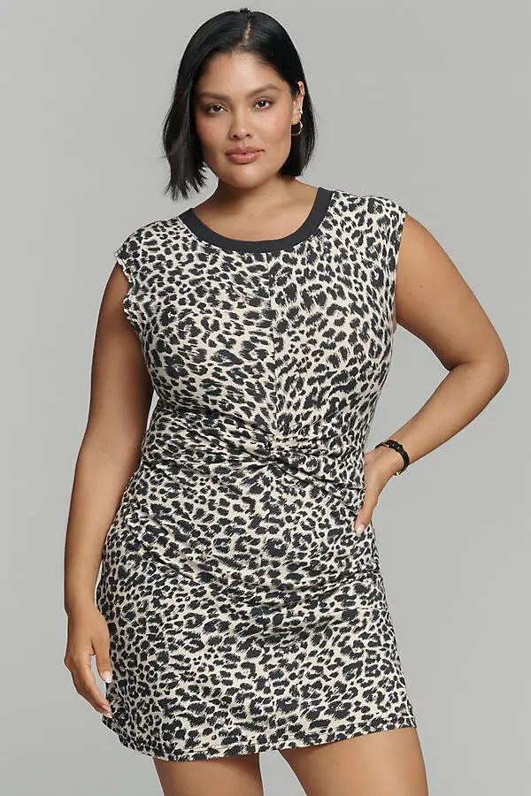 DAILY PRACTICE BY ANTHROPOLOGIE Daily Practice Twist-front Mini Dress - Ivory Pattern