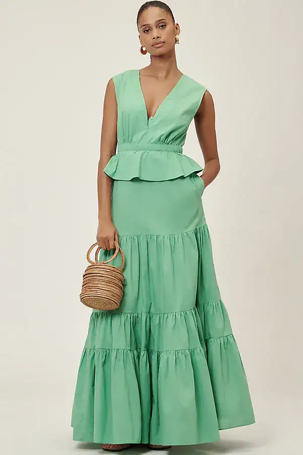 Peplum Tiered Maxi Dress