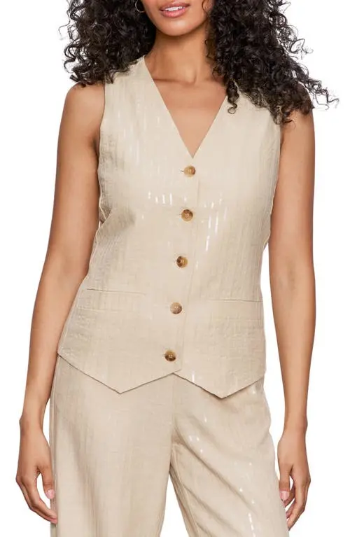 Sanctuary Sequin Accent Button-up Vest - Sand Sequin