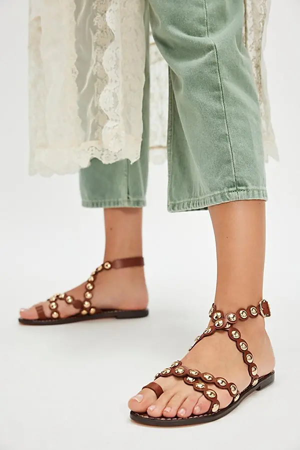 Sam Edelman Gloria Studded Sandals - Rich Cognac