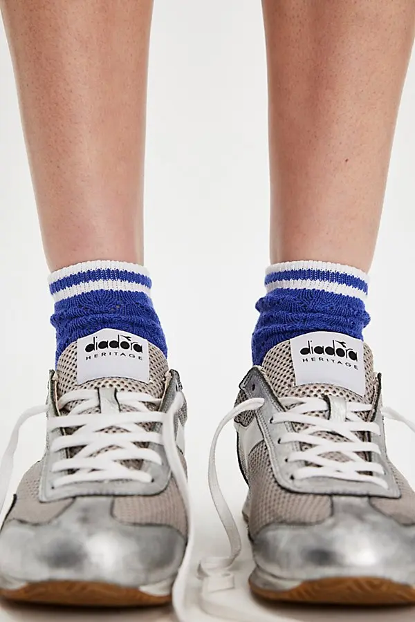 Free People Pointelle Ankle Socks - Blue