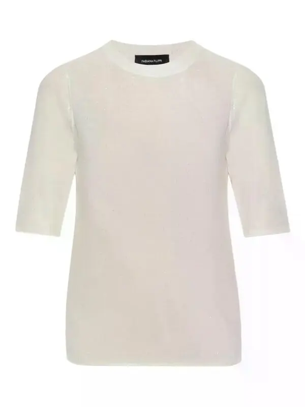 Fabiana Filippi Sequin-detail T-shirt - Neutrals