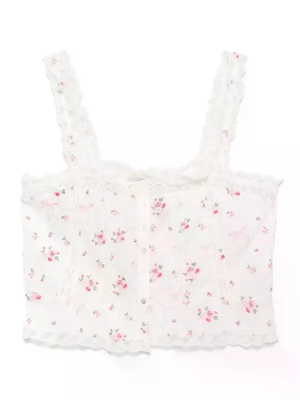 LoveShackFancy Vietta Crop Top - White