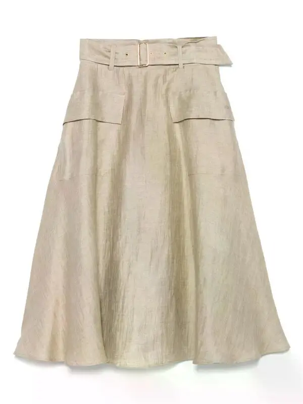 FAY Linen-blend A-line Skirt