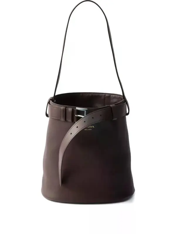 Prada Buckle Bucket Bag - Brown