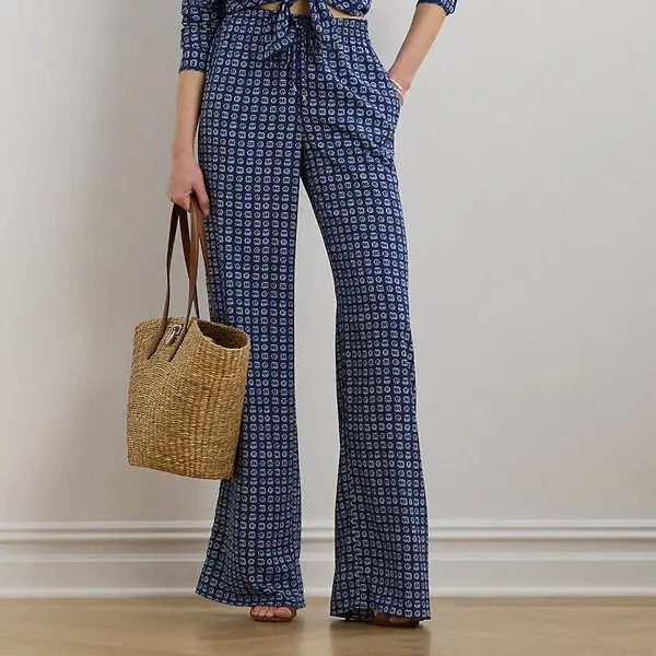Ralph Lauren Geo-print Crepe Wide-leg Pants