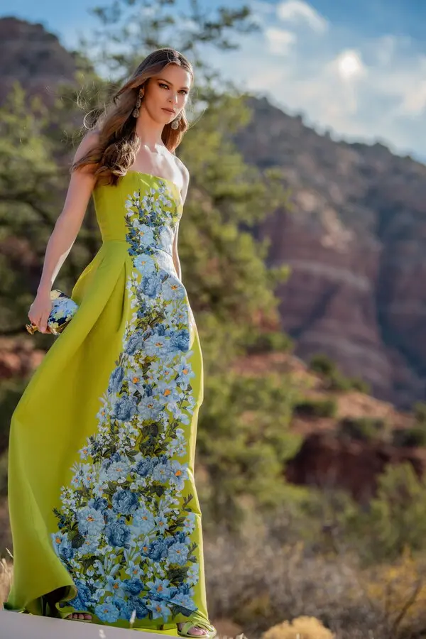 Sachin & Babi Larisa Printed Gown - Peridot Cascade
