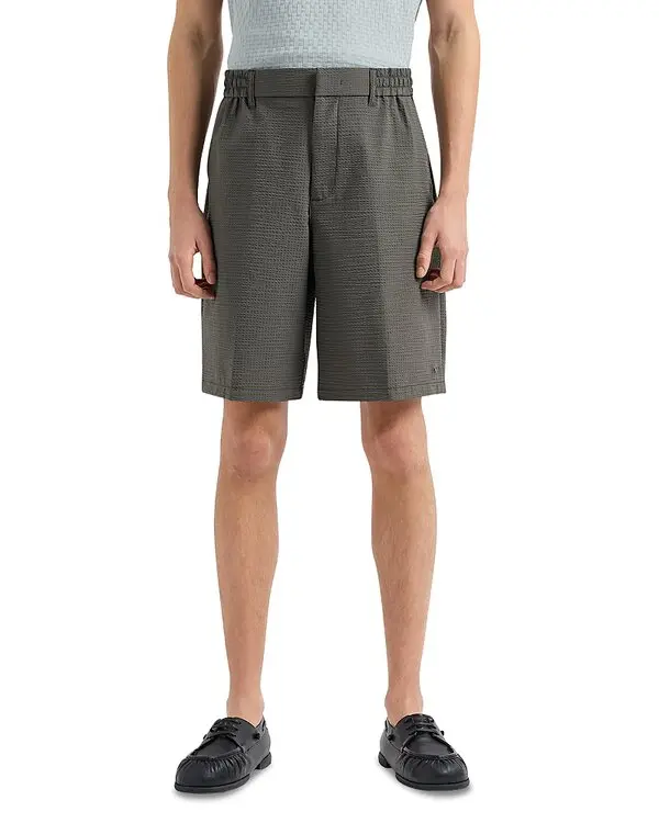 Emporio Armani Technical Nylon Blend Seersucker Bermuda Shorts - Solid Dark
