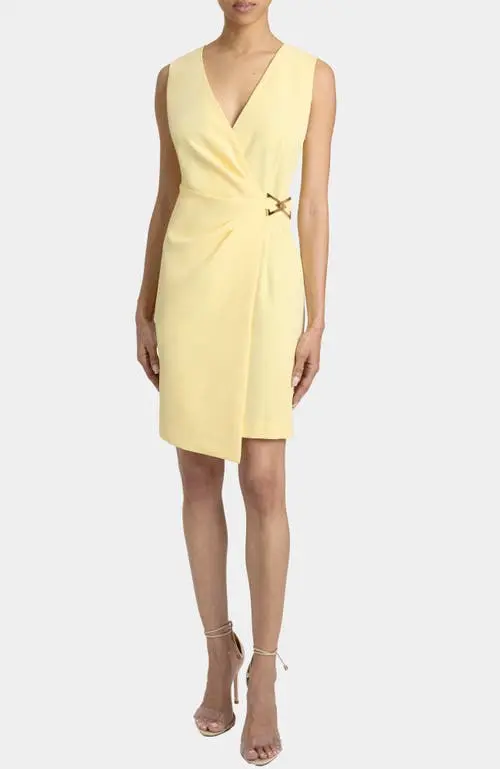 Santorelli Tilly Sleeveless Faux Wrap Shift Dress - Chamomile