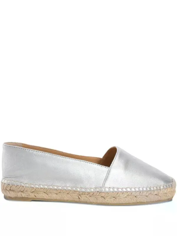 CastaÑer Kenda Metallic Leather Espadrilles - Silver