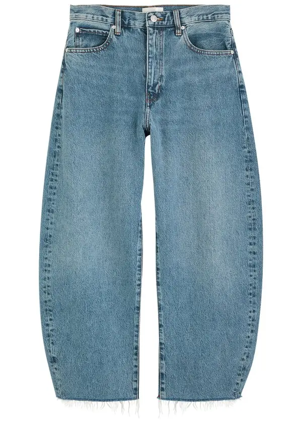 FRAME The Bubble Crop Barrel-leg Jeans - Mid Blu