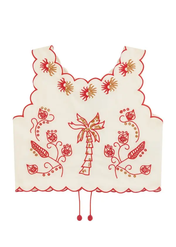 NEVER FULLY DRESSED Embroidered Cotton Top - White