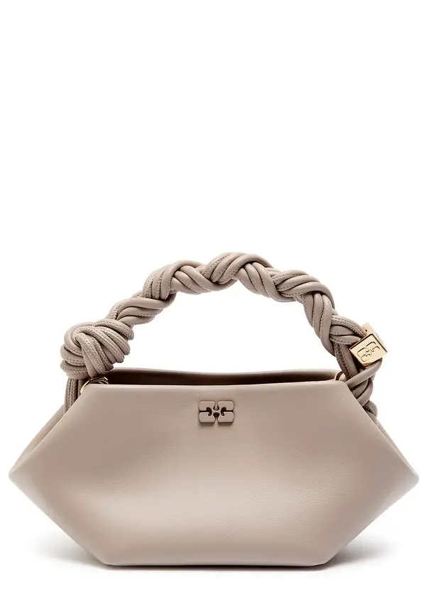 GANNI Bou Mini Leather Top Handle Bag - Beige