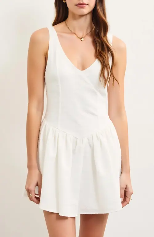MODENAIRE Textured Sleeveless V-neck Mini Dress