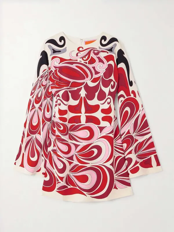La DoubleJ Icon Supremes Printed Crepe Mini Dress - Red
