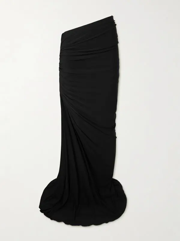 Alaïa Draped Stretch-knit Maxi Skirt - Black