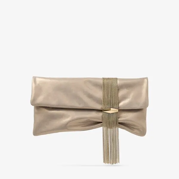 JIMMY CHOO Zandra Shimmer Suede Clutch Bag - Silver