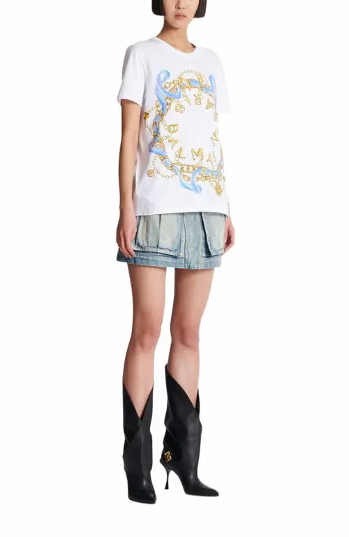 Balmain T-shirt With Paris Chain Print