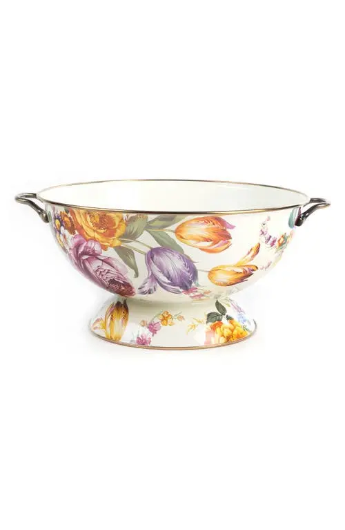 MACKENZIE-CHILDS Flower Market Enameled Steel Everything Bowl - Ivory Multi