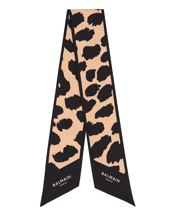 Balmain Leopard Print Silk Bandana - Beige