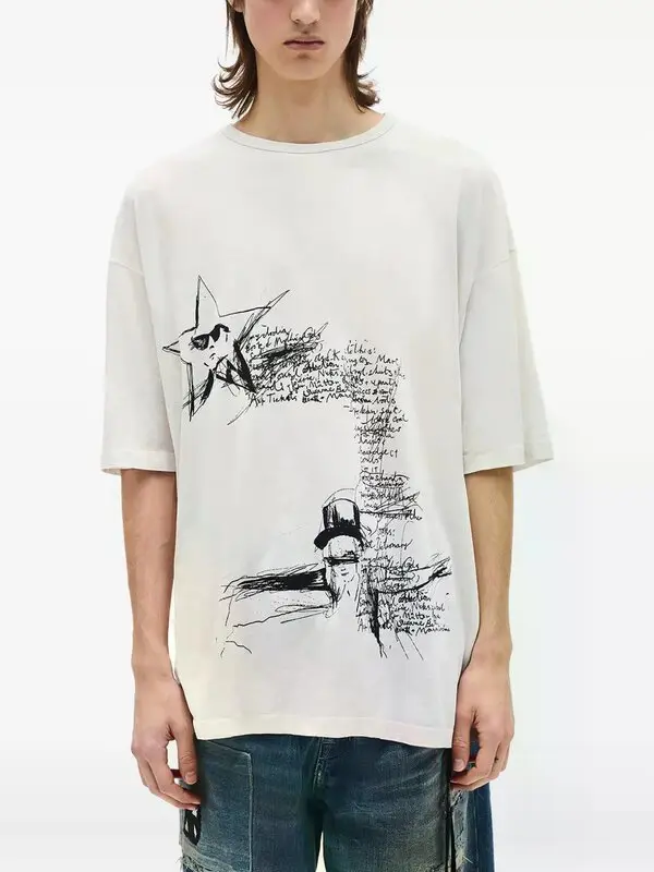 ANN DEMEULEMEESTER Sketchbook-print T-shirt - White