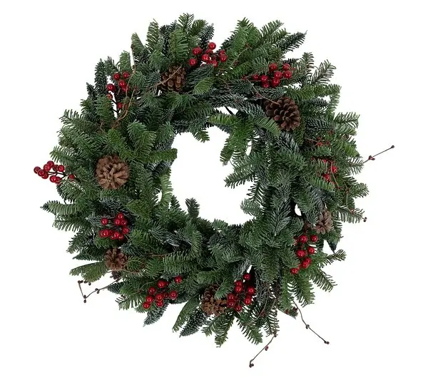 NORTHLIGHT 30 Red Berries And Pine Cones Chri Stmas Wreath