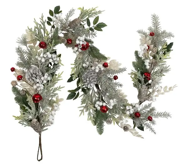NORTHLIGHT Pinecones And Berries Christmas Garl And 6' X 8