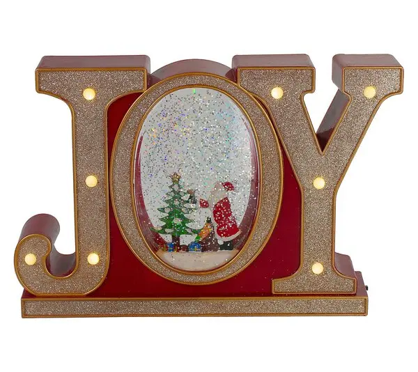 NORTHLIGHT Led Lighted Joy Christmas Glitter Sn Ow Globe 11
