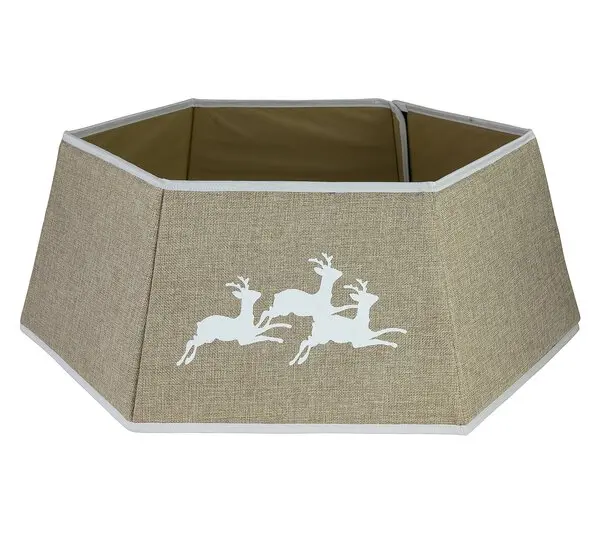 NORTHLIGHT 26' Burlap W/ Reindeer Christmas Tre E Collar